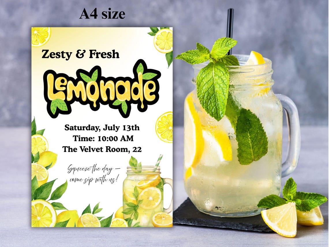 Lemonade Sale Flyer Template, Summer Fundraiser Poster, Printable ...
