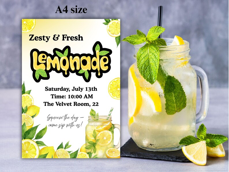 Lemonade Sale Flyer Template, Summer Fundraiser Poster, Printable ...