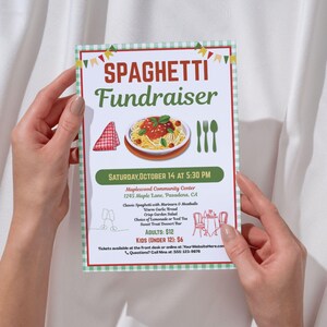 Editable Pasta Night Fundraiser Flyer & Ticket Template, Printable ...