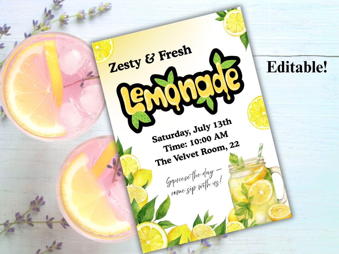 Lemonade Sale Flyer Template, Summer Fundraiser Poster, Printable ...