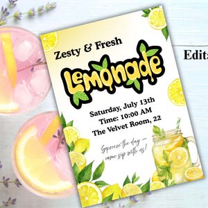 Lemonade Sale Flyer Template, Summer Fundraiser Poster, Printable ...
