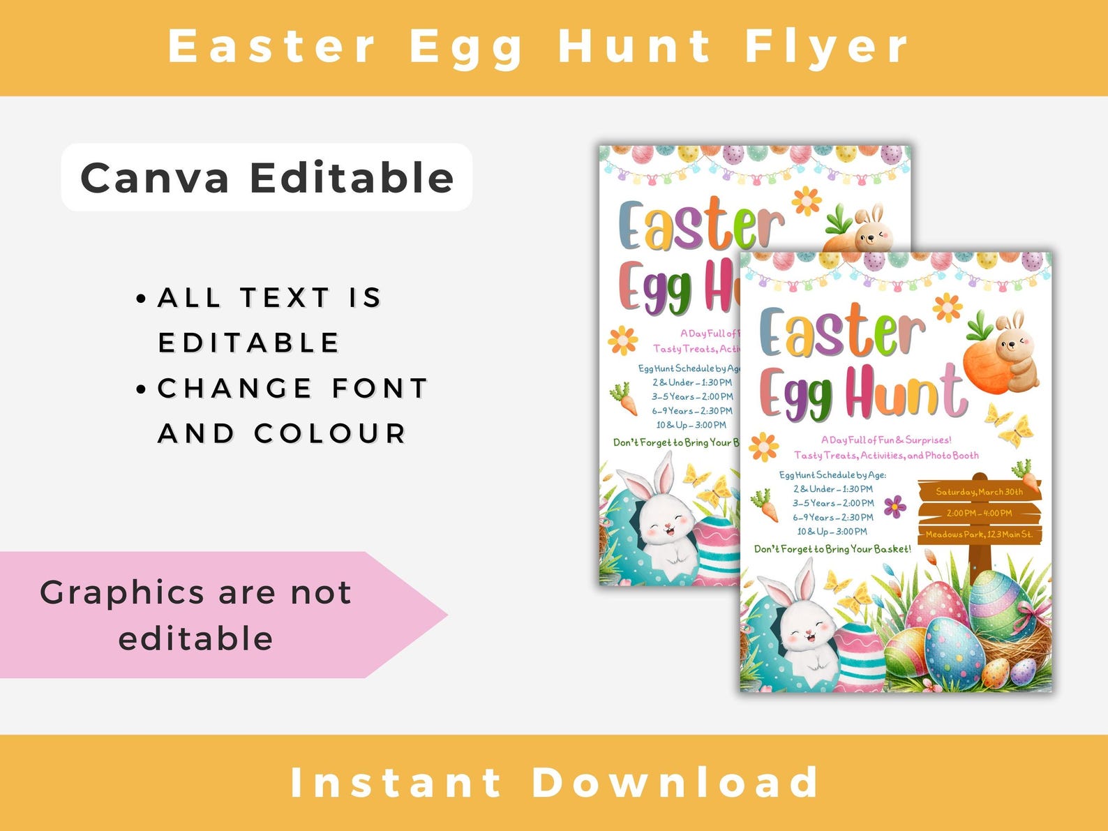 Editable Easter Egg Hunt Flyer Template, Church Community Fundraiser ...