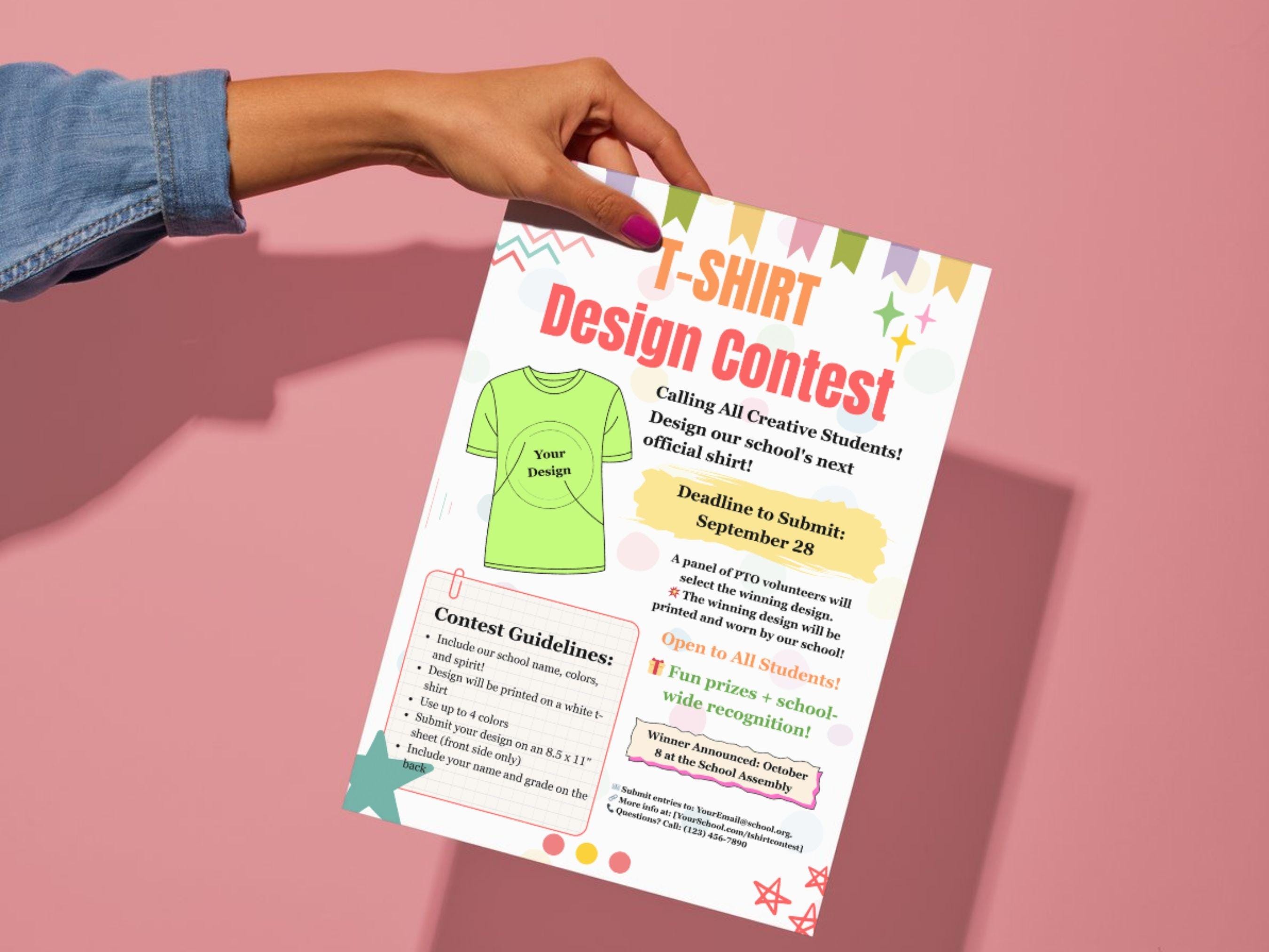 Editable Shirt Design Contest Flyer Template, Printable Clothing Sale ...