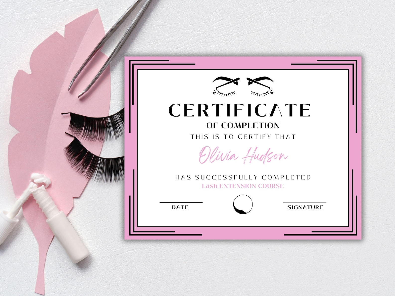 Editable Lash Certificate of Completion Template, Makeup Artist Lashes ...