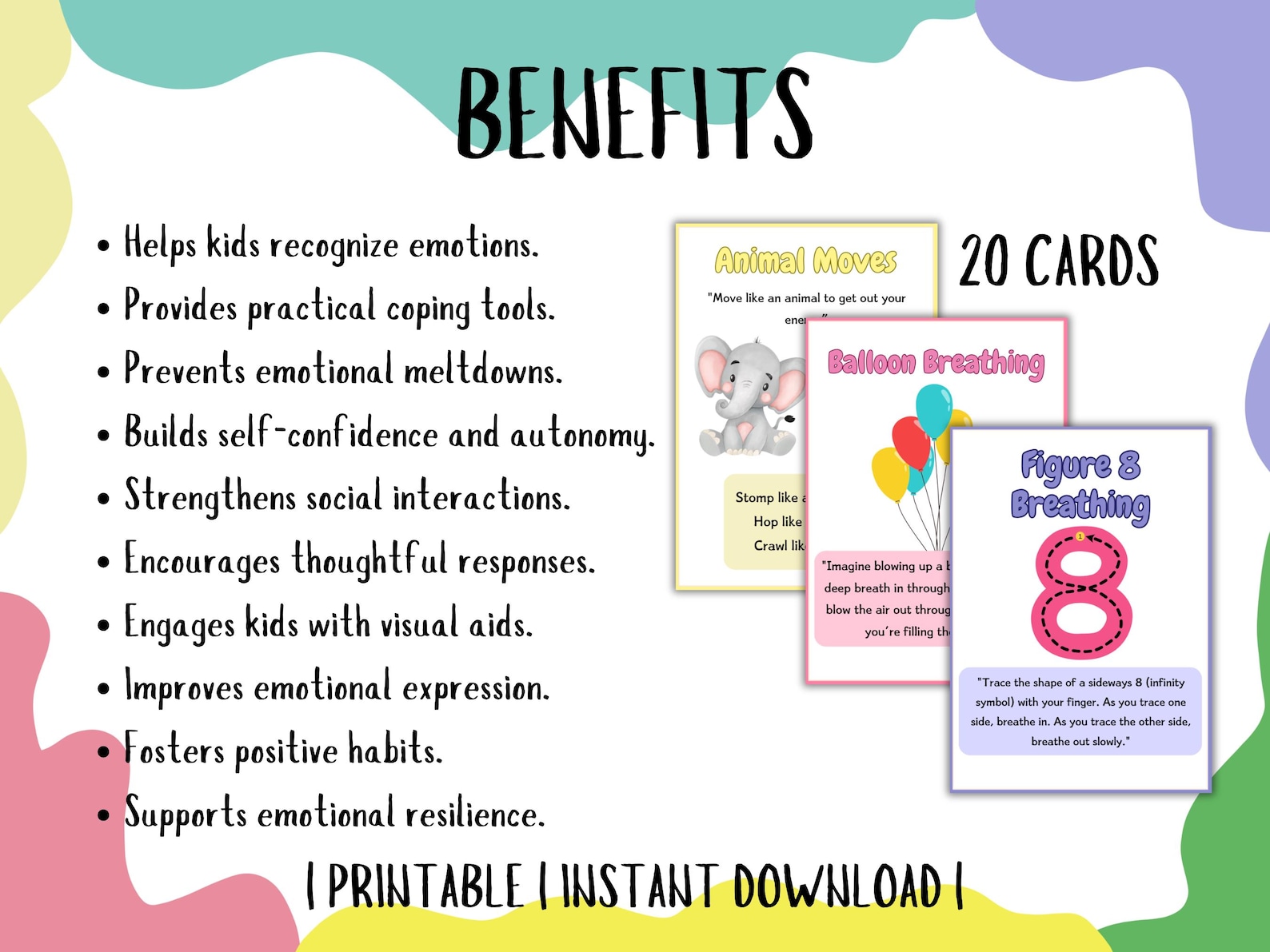 Emotional Regulation Cards for Kids, Anxiety Coping Strategies, Self ...