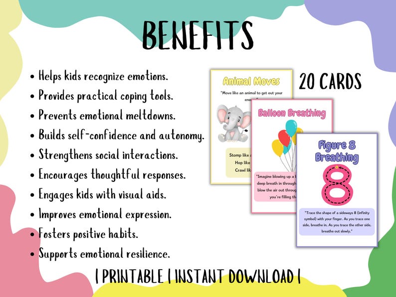 Emotional Regulation Cards for Kids, Anxiety Coping Strategies, Self ...