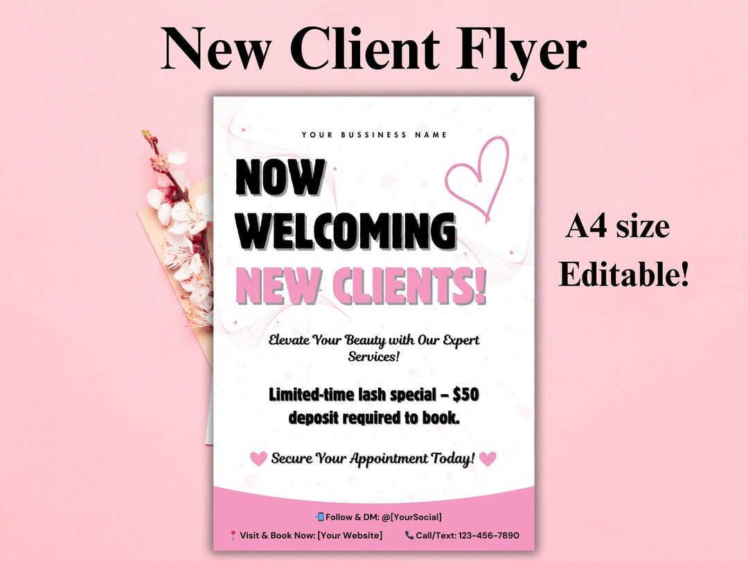 Editable New Client Flyer Template, Hair Braids Lashes Wig Installs ...