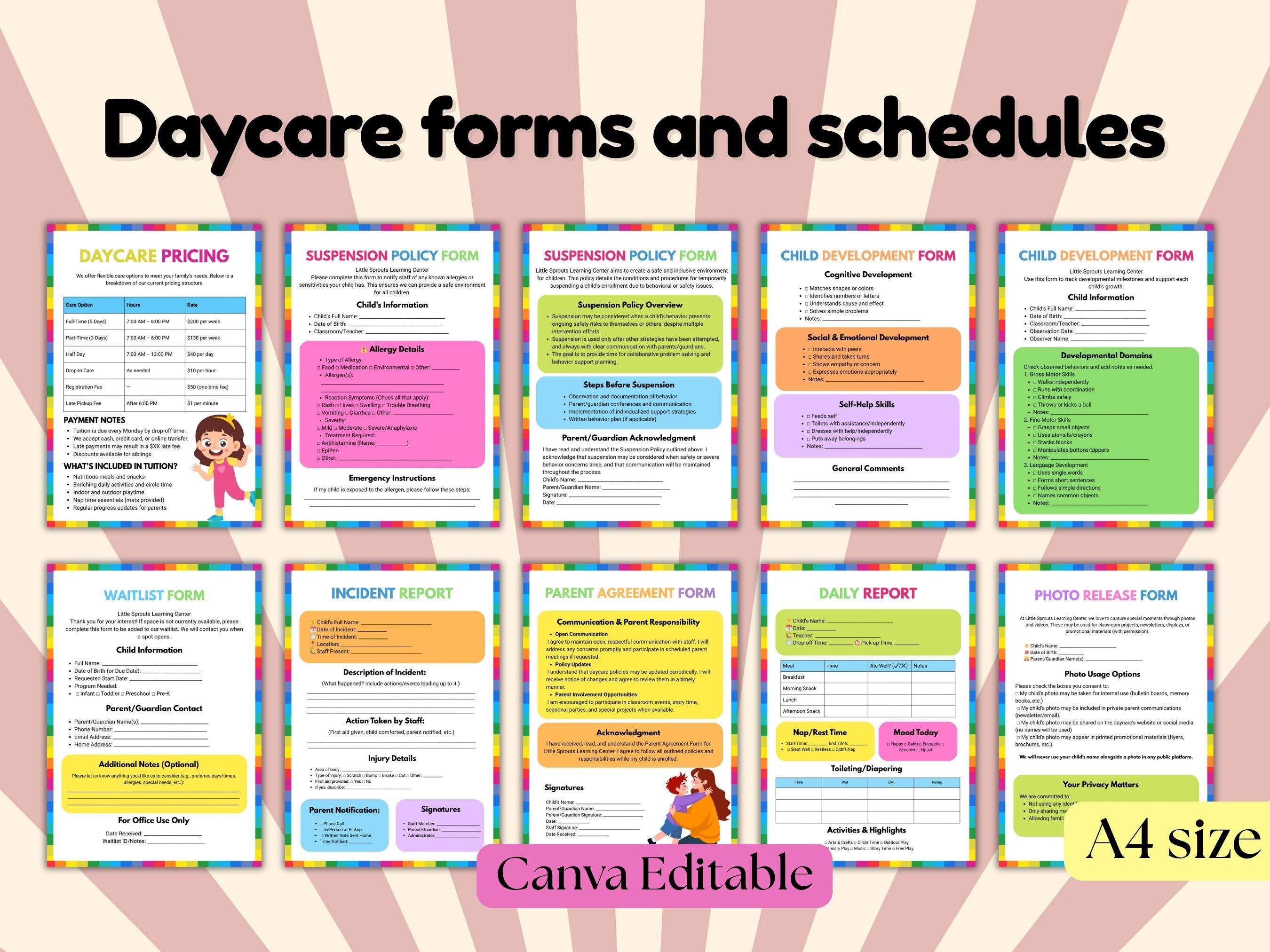 Editable Home Daycare Starter Kit, Childcare Forms, Contract ...