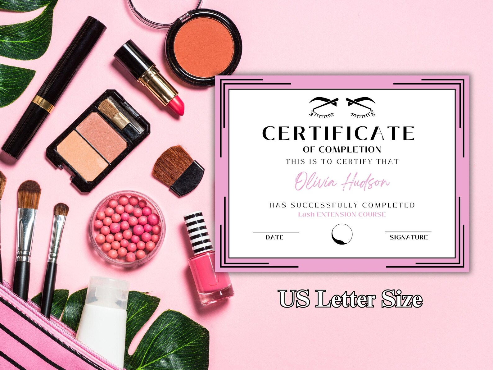 Editable Lash Certificate of Completion Template, Makeup Artist Lashes ...