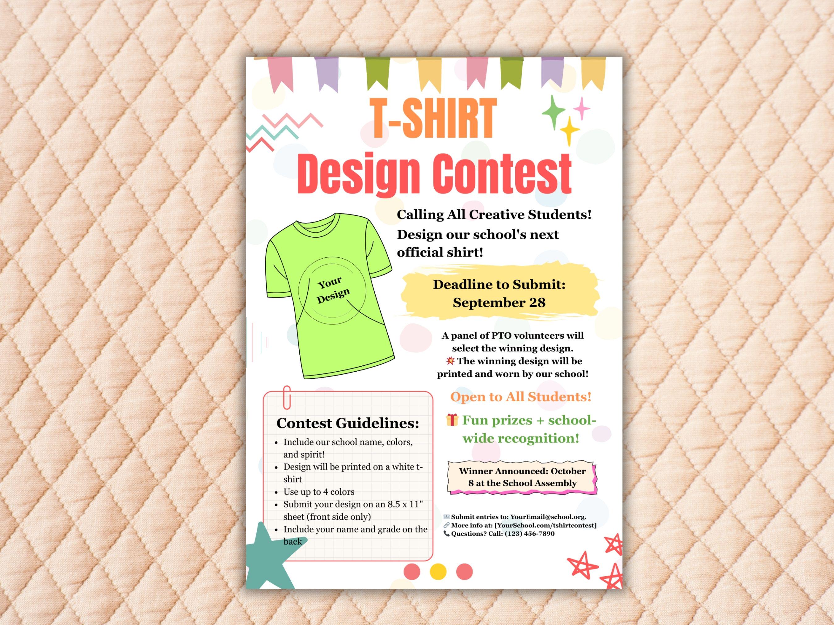 Editable Shirt Design Contest Flyer Template, Printable Clothing Sale ...