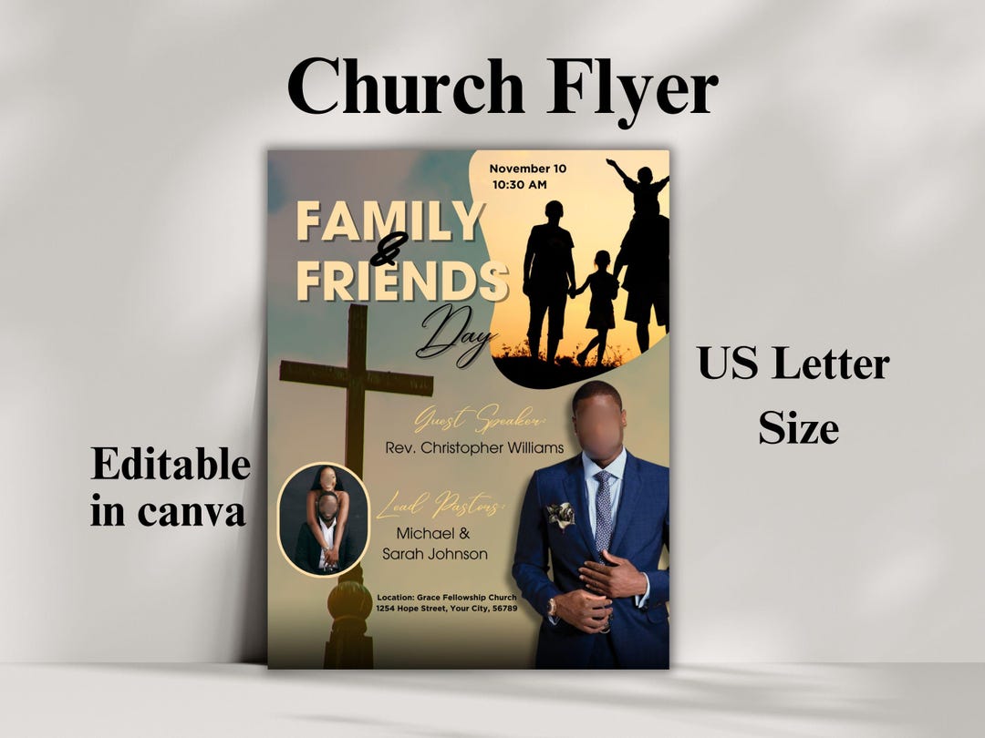 Family and Friends Day Church Flyer, Editable Family Friends Day Church Flyer Invitation ...
