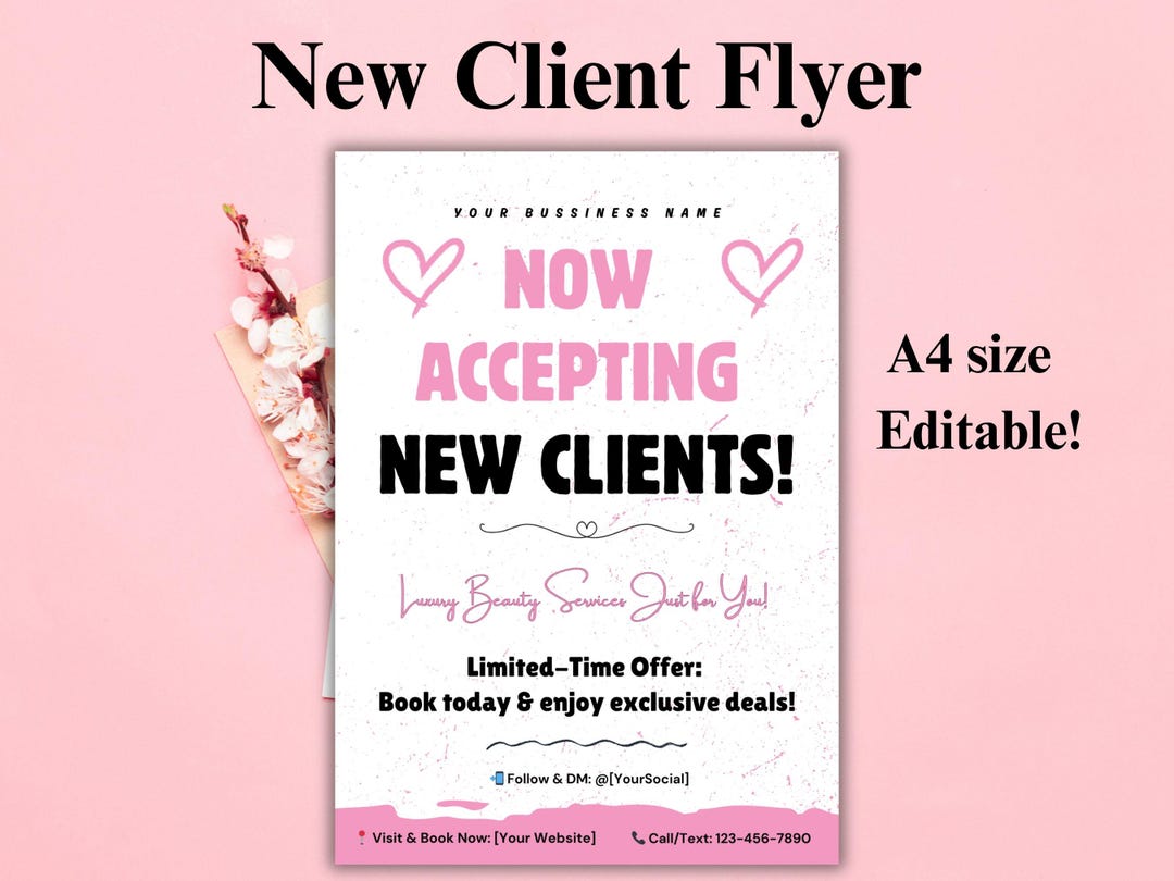 Editable New Client Flyer Template, Hair Braids Lashes Wig Installs ...