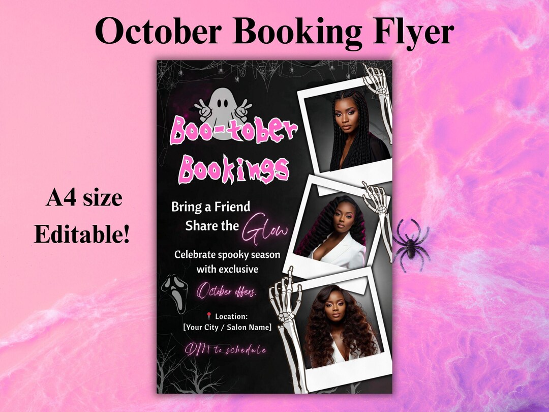 October Bring a Friend Flyer Template | Editable Hair, Nails, Lash ...
