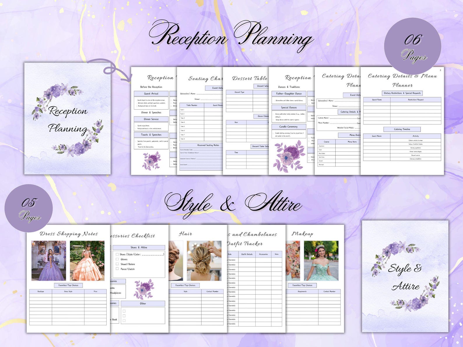 Quinceañera Planner Printable, Quince Purple Book Planning, Quince ...