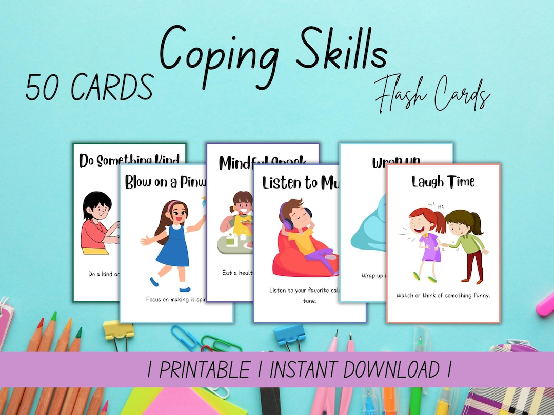 Coping Skills Flashcards for Kids, Calming Corner Cards Emotional ...