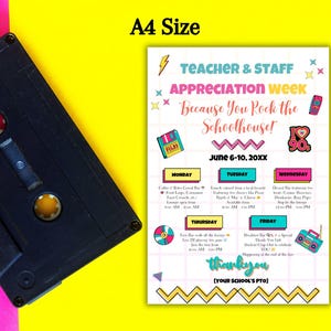 Editable Retro 90s Theme Teacher & Staff Appreciation Itinerary Flyer ...