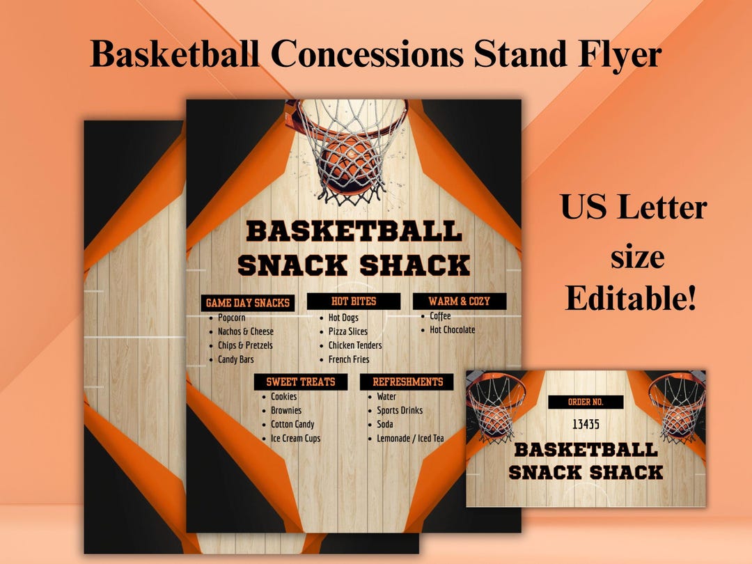 Editable Basketball Concessions Stand Flyer & Ticket | Snack Stand Menu ...