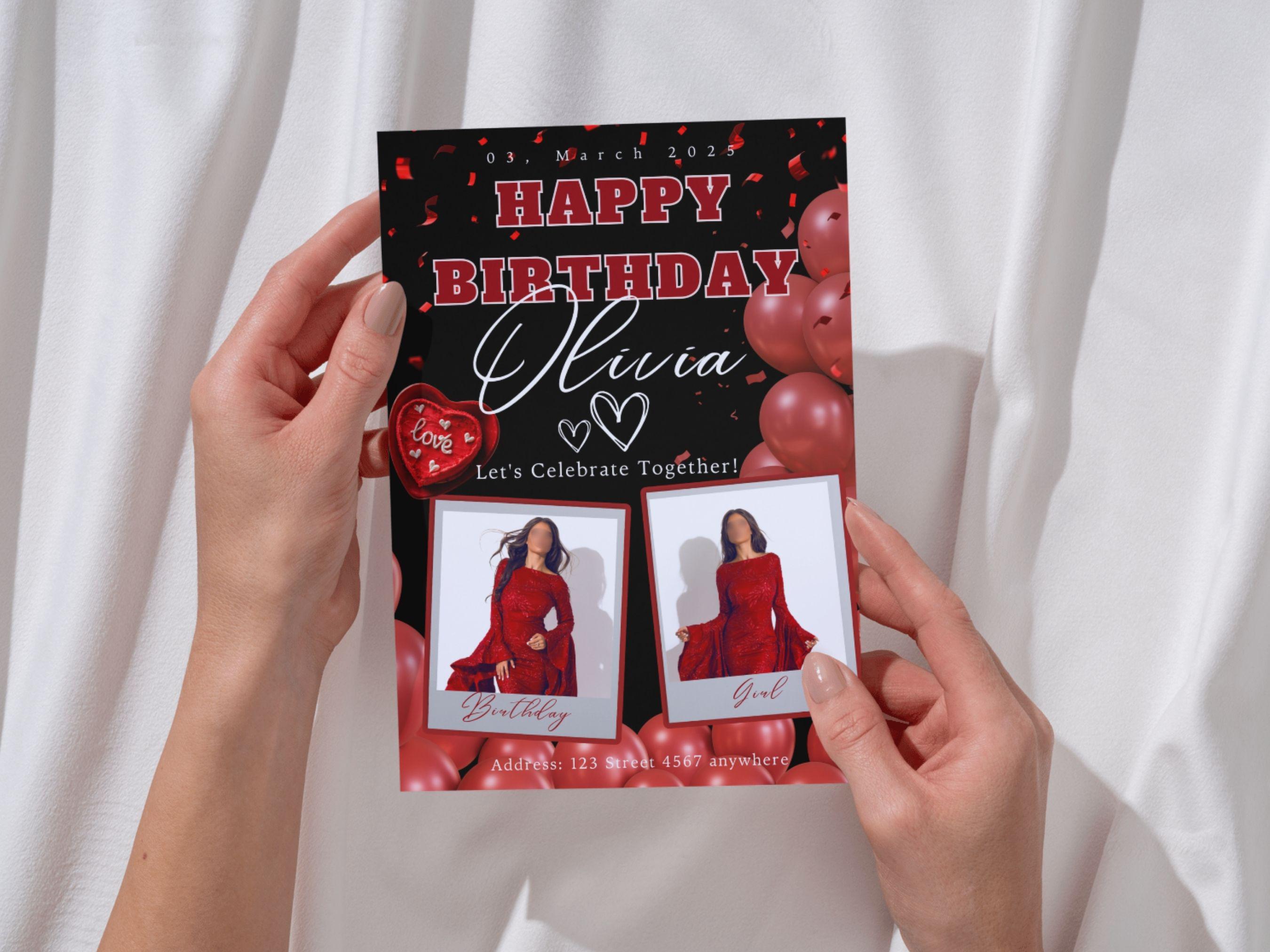 Editable Birthday Party Flyer Template, Girl Birthday Party Flyer ...