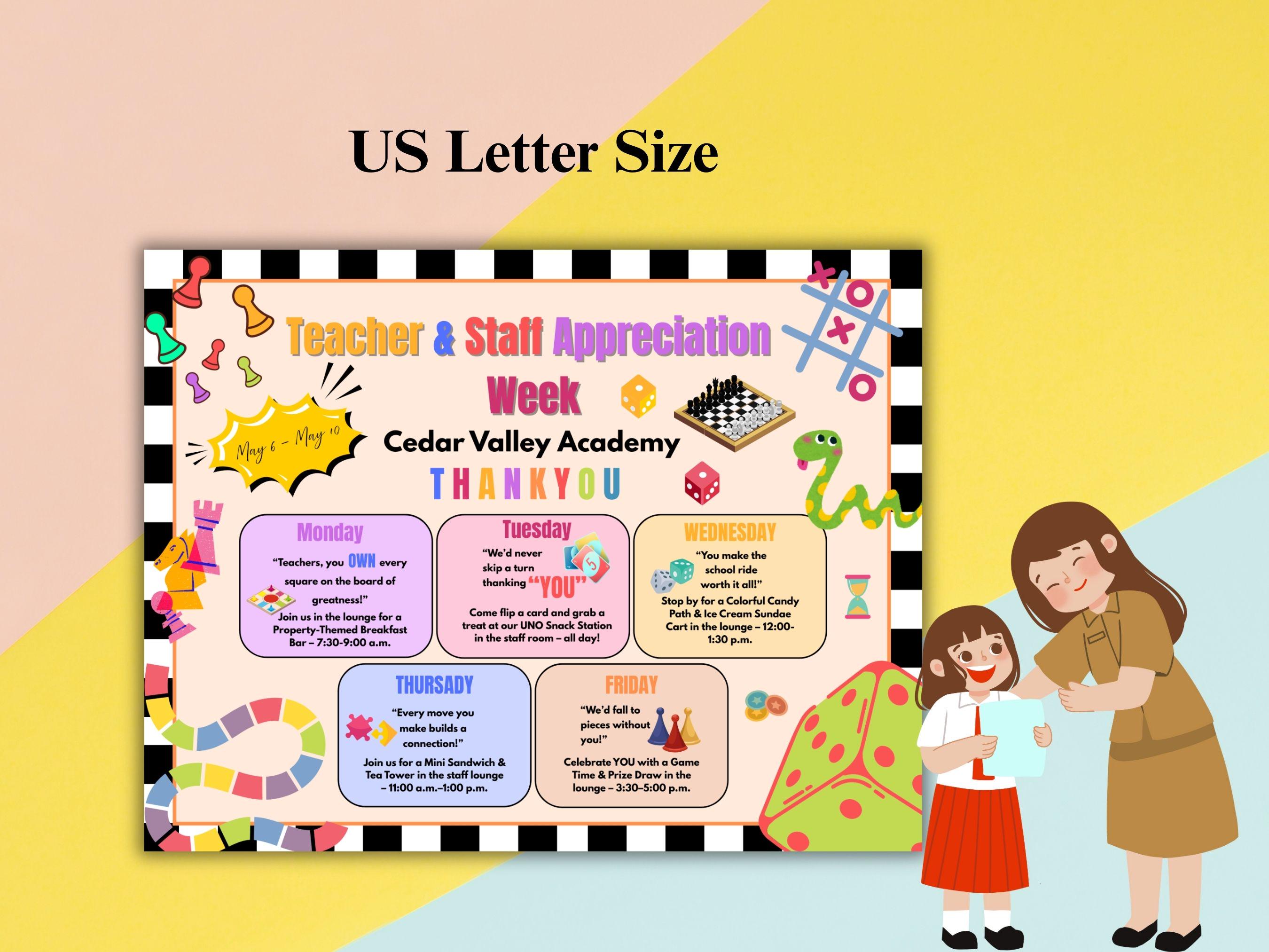 Board Game Style Teacher Appreciation Week | Canva Editable Template ...