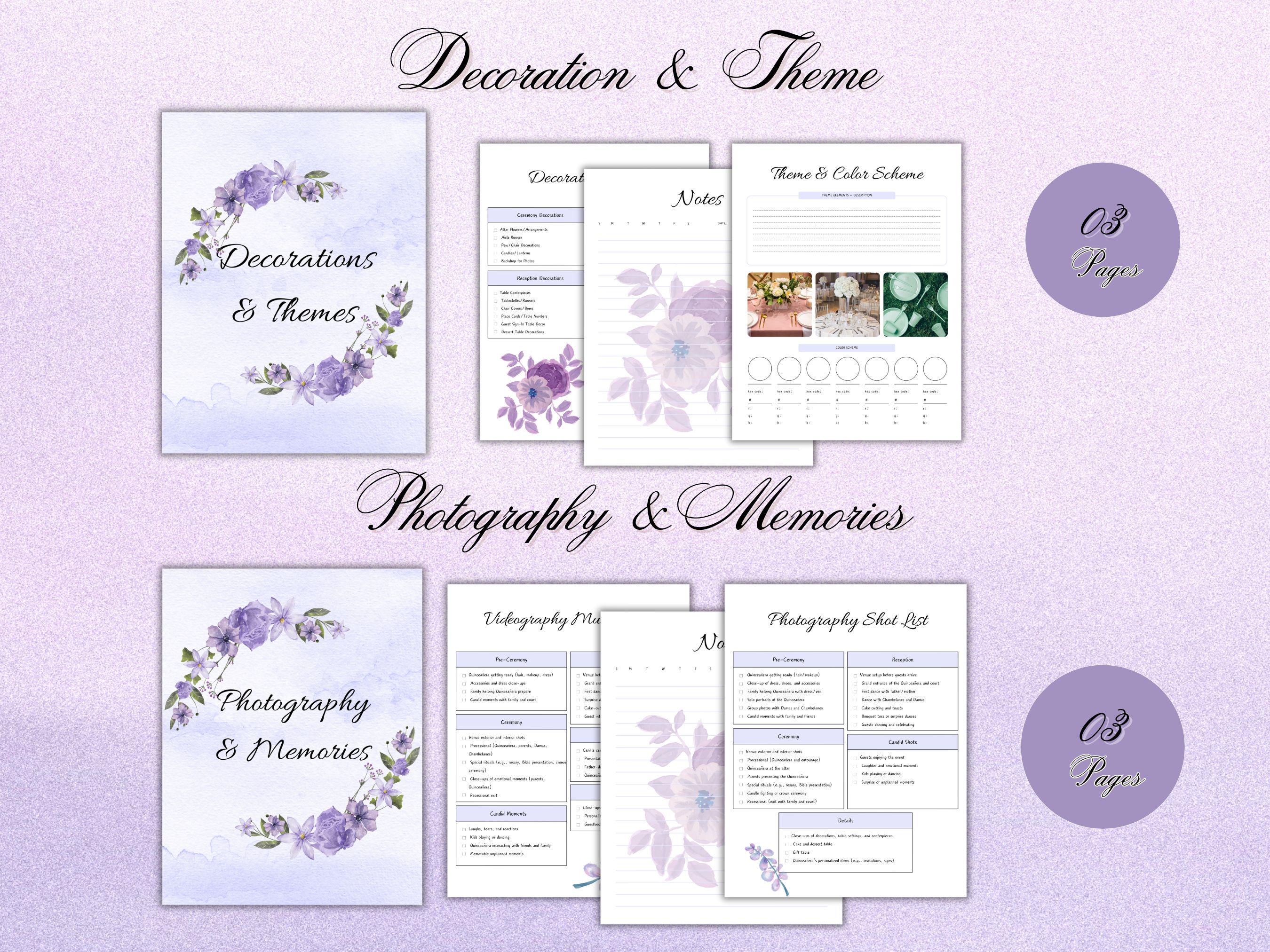 Quinceañera Planner Printable, Quince Purple Book Planning, Quince ...