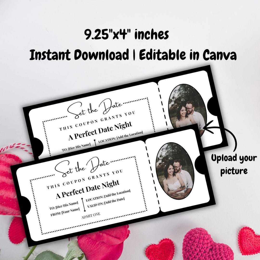 Editable Voucher for Set the Date, Date Night Voucher Template, Love ...