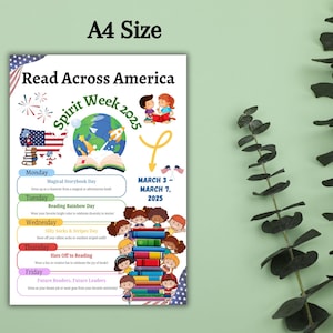 EDITABLE Read Across America Spirit Week Flyer 2025, School Literacy ...