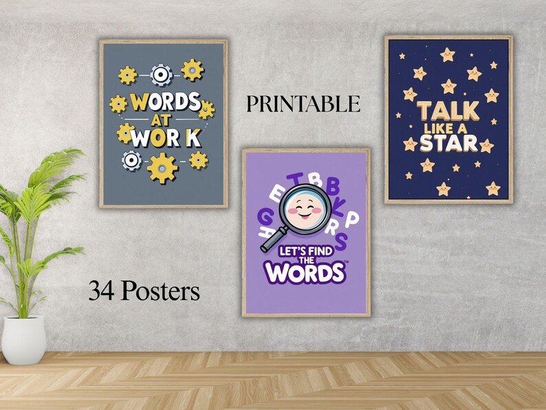 Printable Speech Therapy Poster Set, 34 Designs, Colorful Wall Art for ...