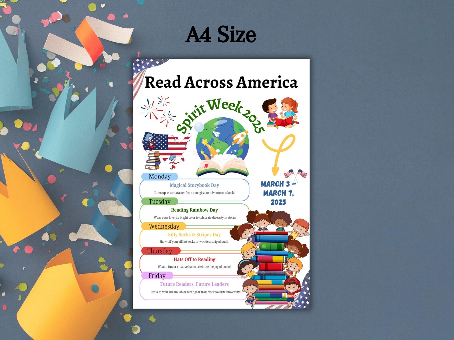 EDITABLE Read Across America Spirit Week Flyer 2025, School Literacy ...