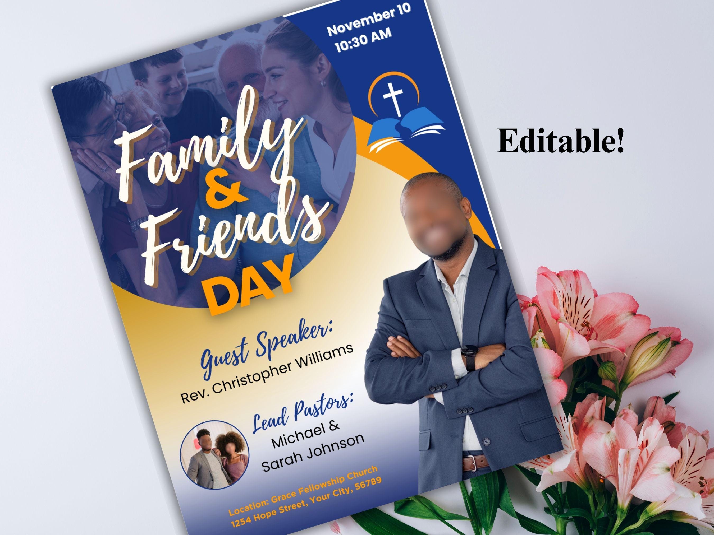 Family and Friends Day Church Flyer, Editable Family Friends Day Church Flyer Invitation ...