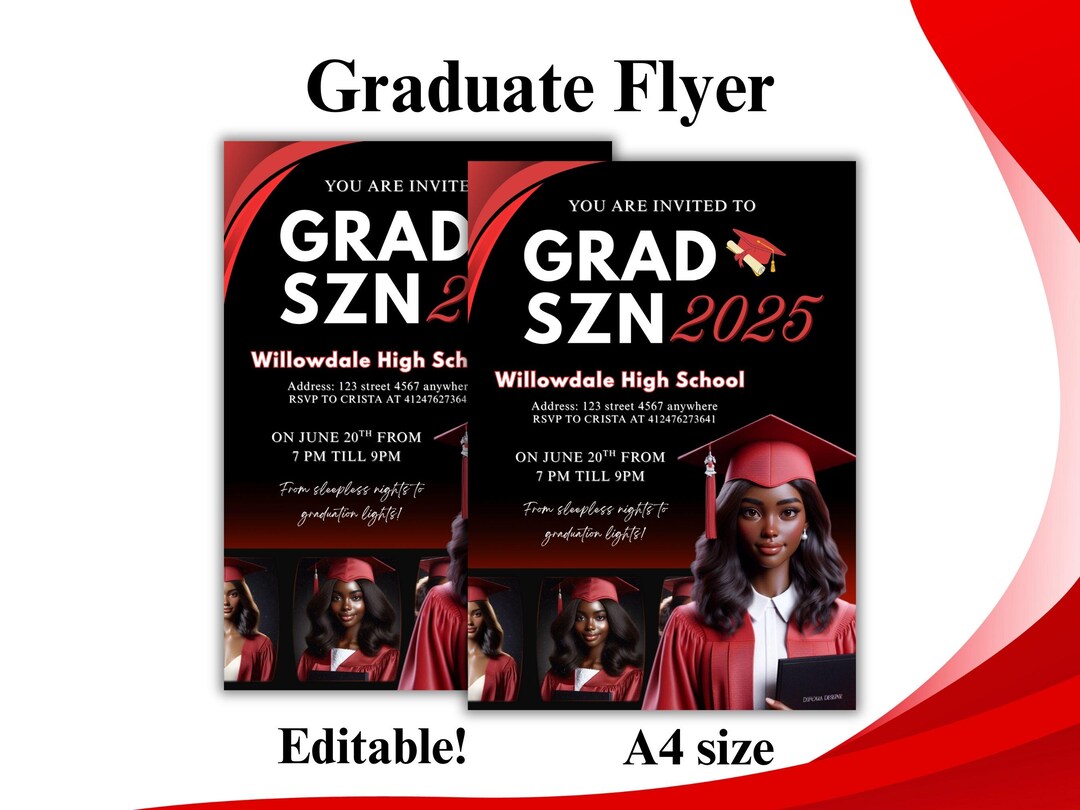 Editable Graduation Party Flyer Template, Class of 2025 Grad ...