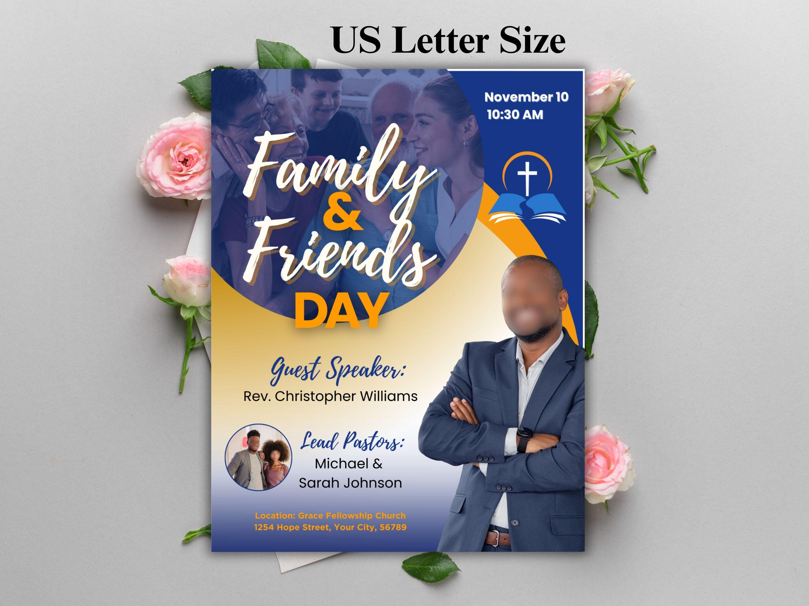 Family and Friends Day Church Flyer, Editable Family Friends Day Church Flyer Invitation ...
