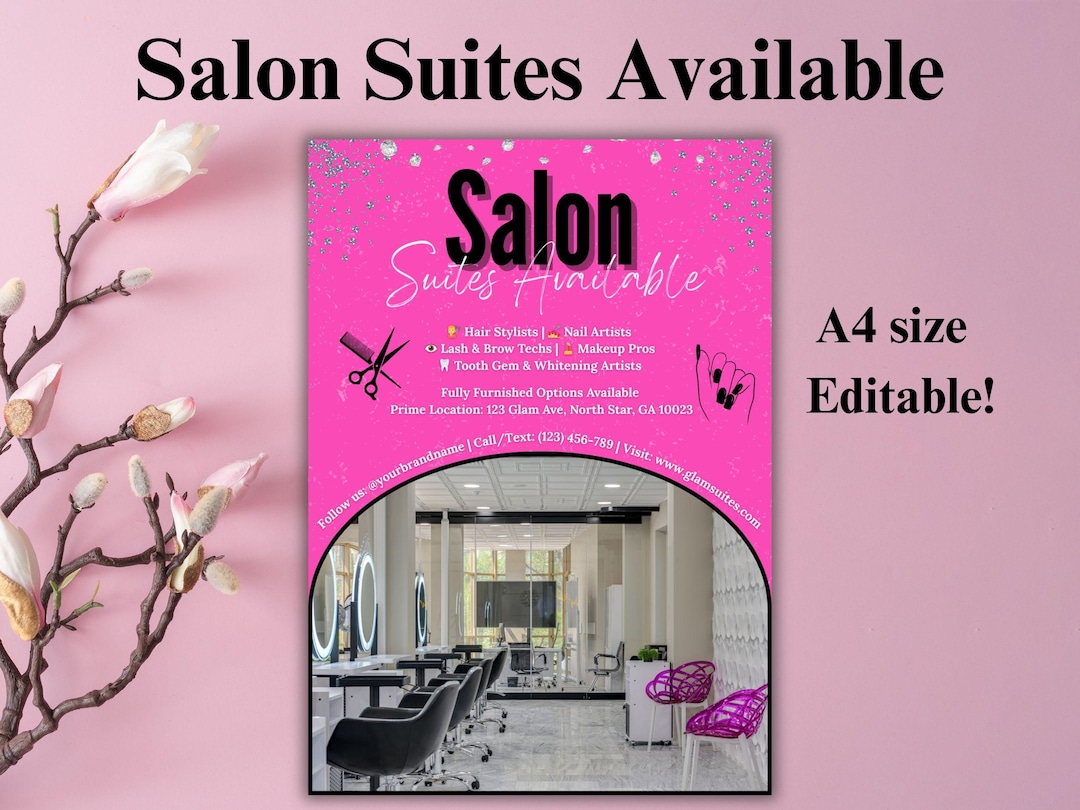 Editable Beauty Studio Rental Flyer Template, DIY Salon Suite for Lease ...