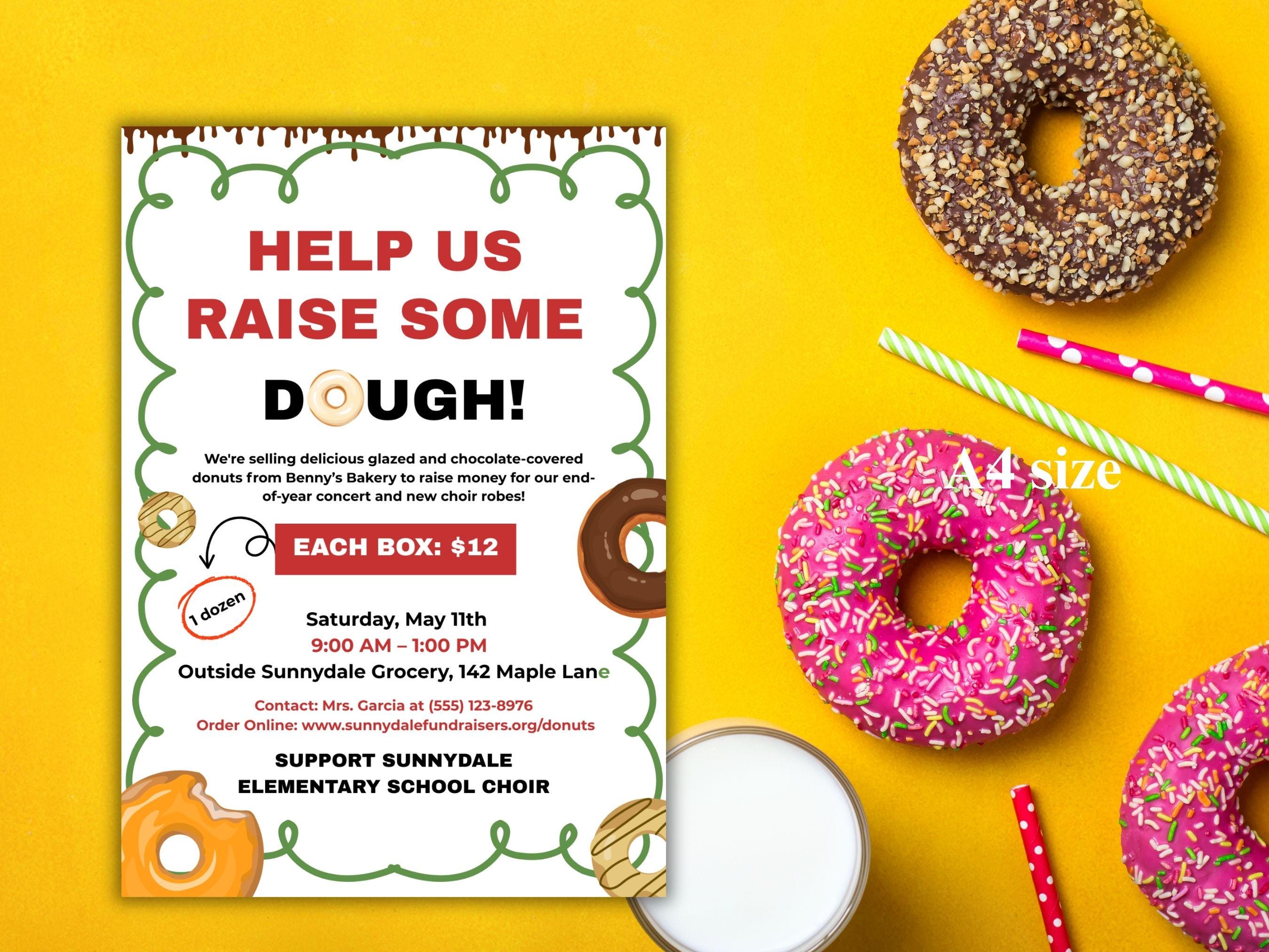 Editable Donut-themed Fundraiser Flyer Template, Printable Sweet Treat ...