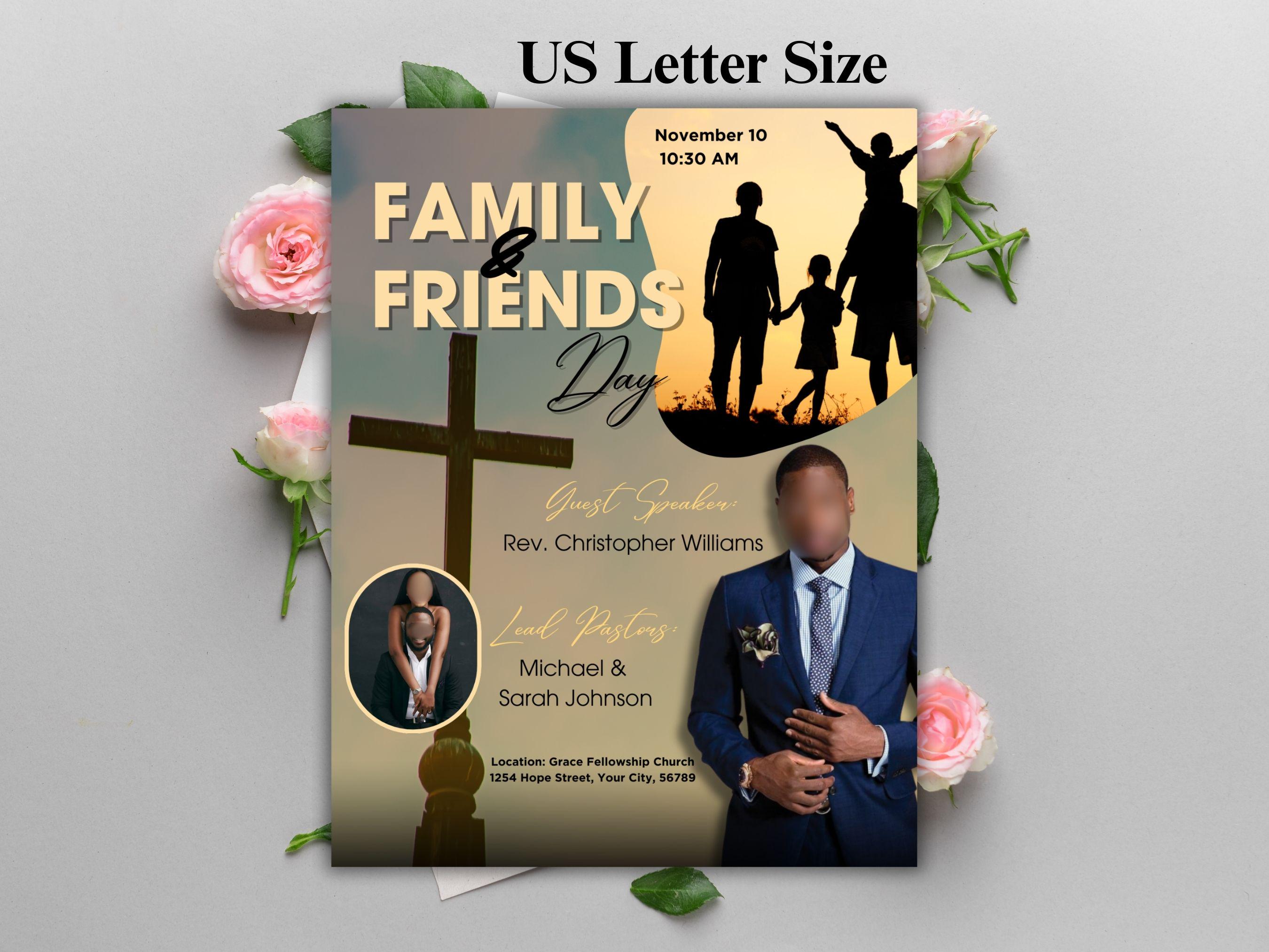 Family and Friends Day Church Flyer, Editable Family Friends Day Church ...