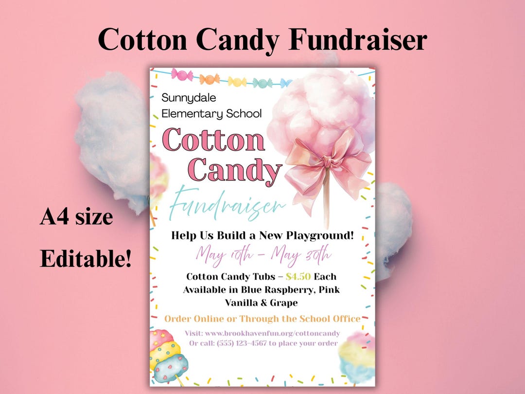 Editable Sweet Treat Fundraiser Flyer Template, Printable Candy-themed ...