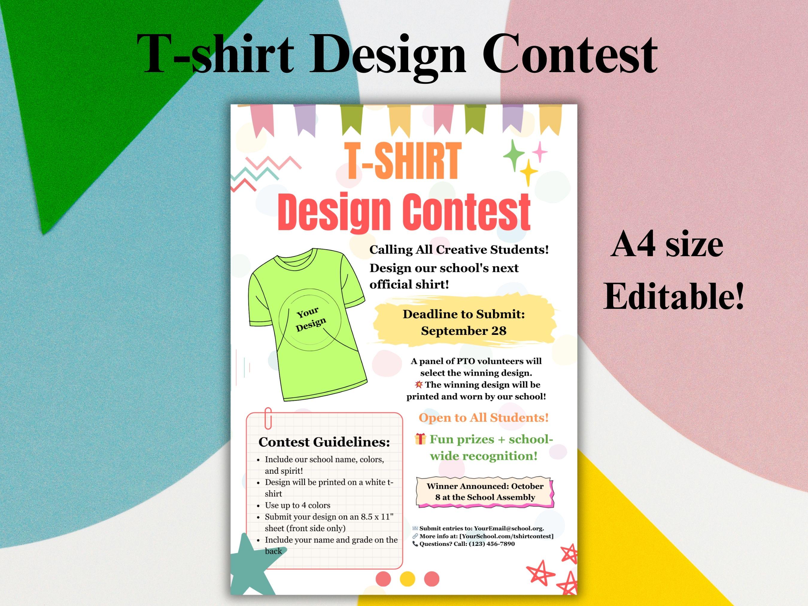 Editable Shirt Design Contest Flyer Template, Printable Clothing Sale ...