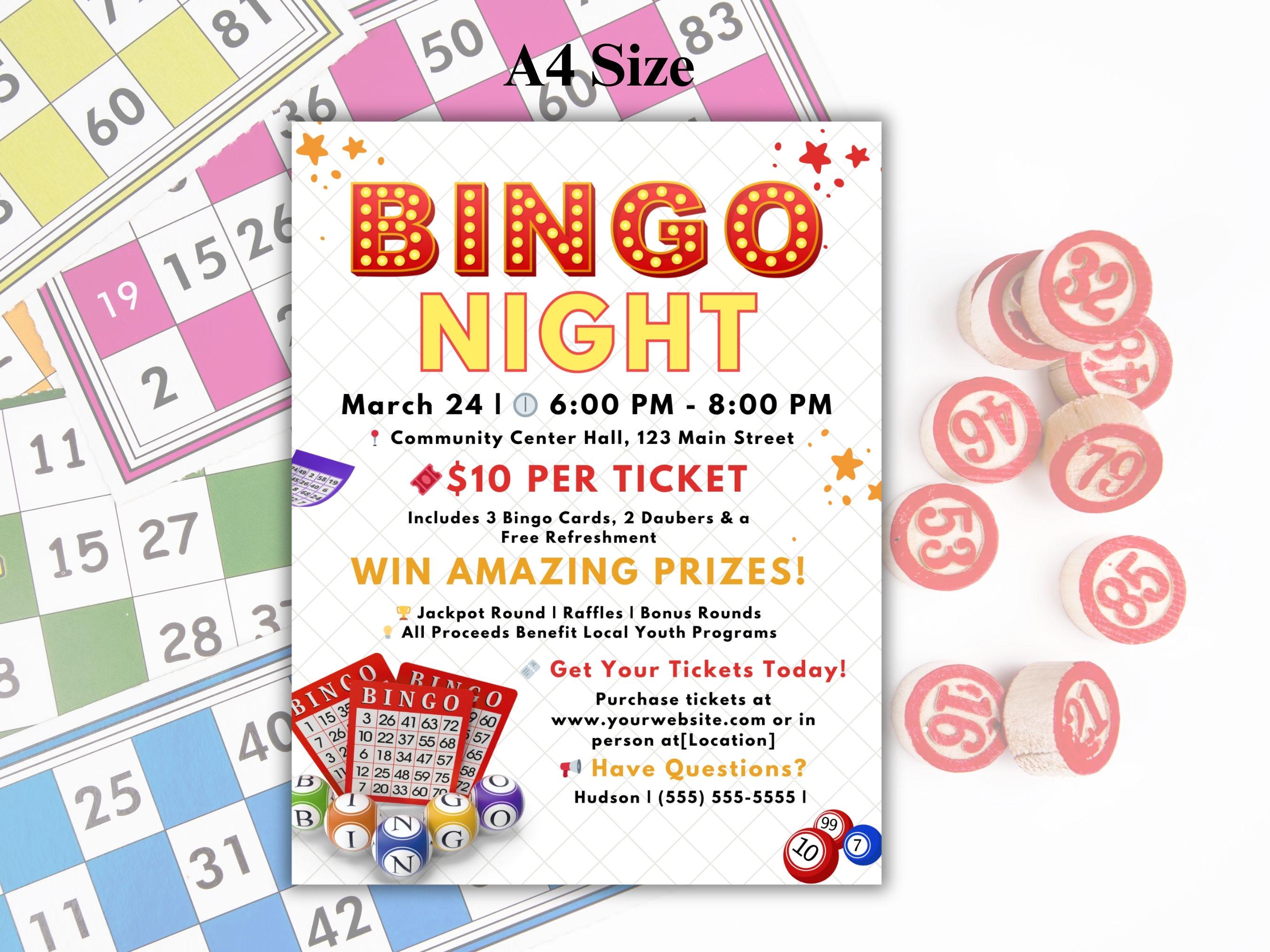 Editable Bingo Night Flyer Template, Night Game Invite, School Family ...