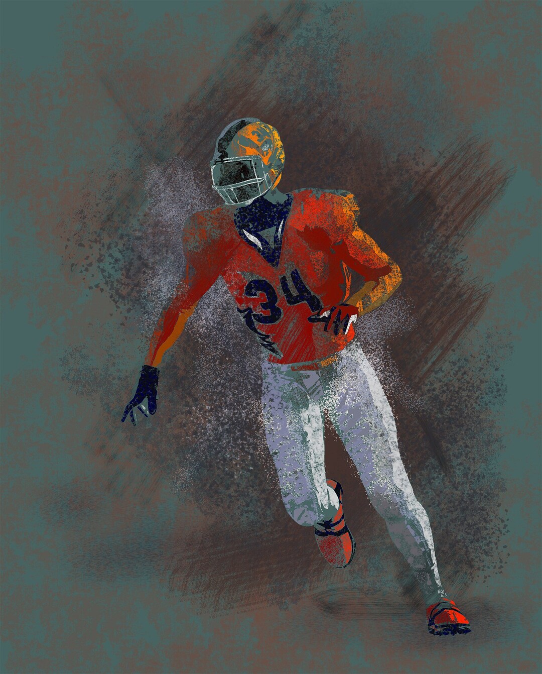 Football Wall Art – Male Athlete Poster – Teen Boy Bedroom Decor – Wide ...