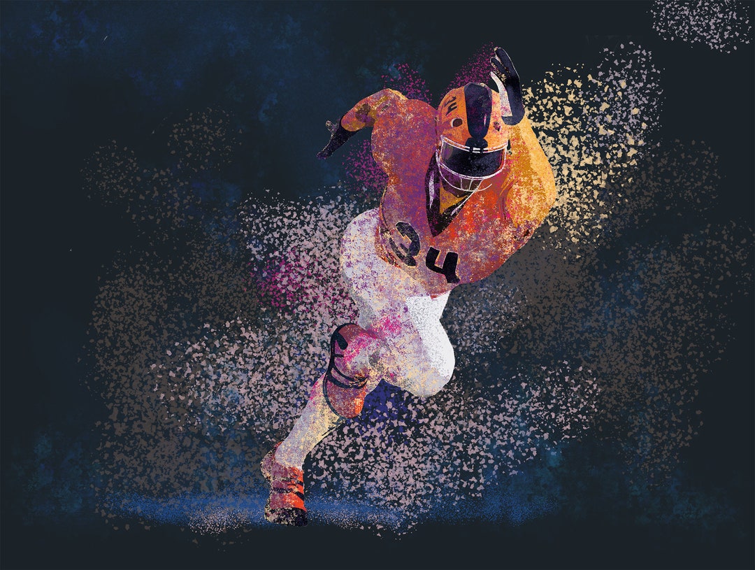 Dynamic American Football Wide Receiver - Exciting Framed Digital ...