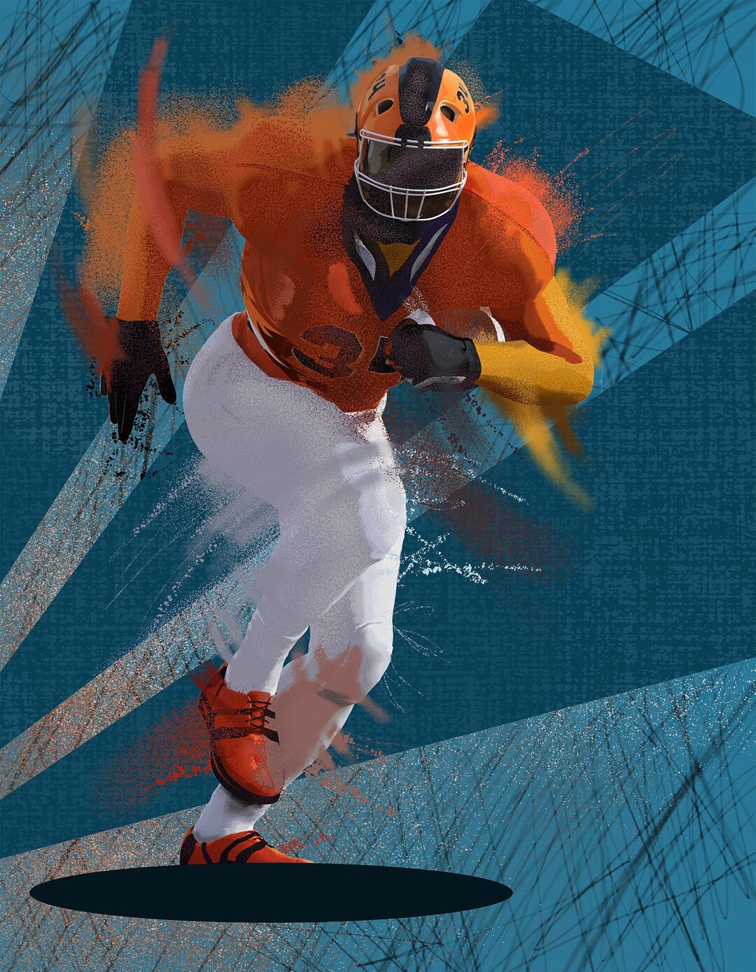 Football Wall Art – Male Athlete Poster – Teen Boy Bedroom Decor – Wide ...