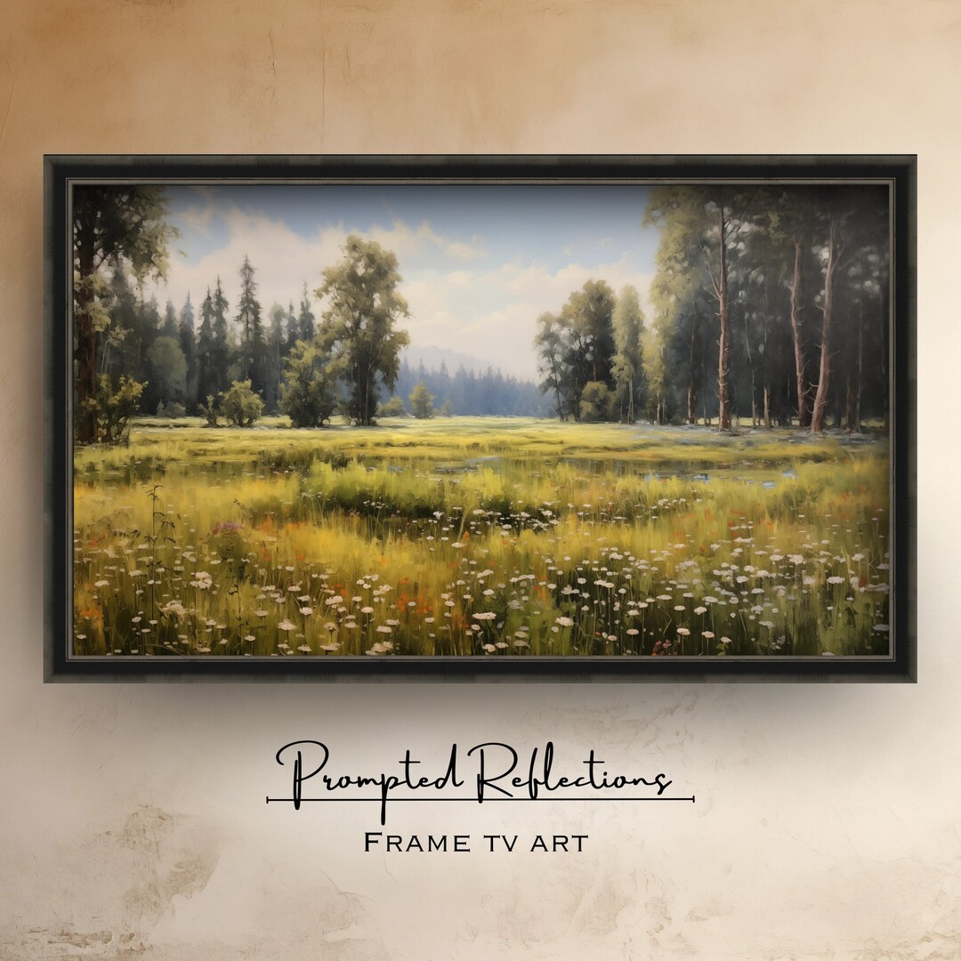 Cabin Living Room Wall Art Rustic Oil Painting Fram TV Art Farmhouse ...