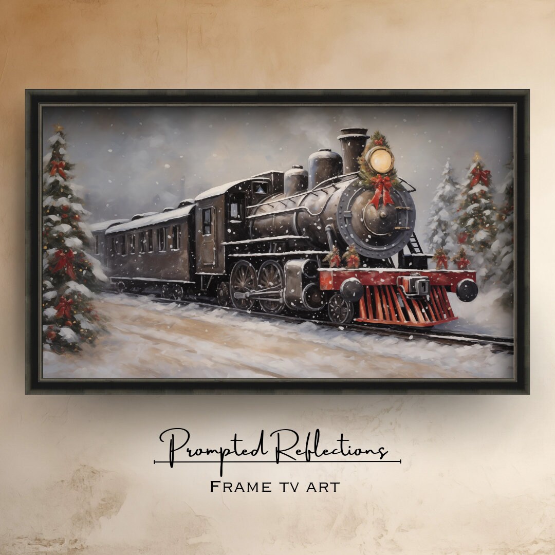 Holiday Frame TV Art Christmas Train Wall Art Printable Holiday ...