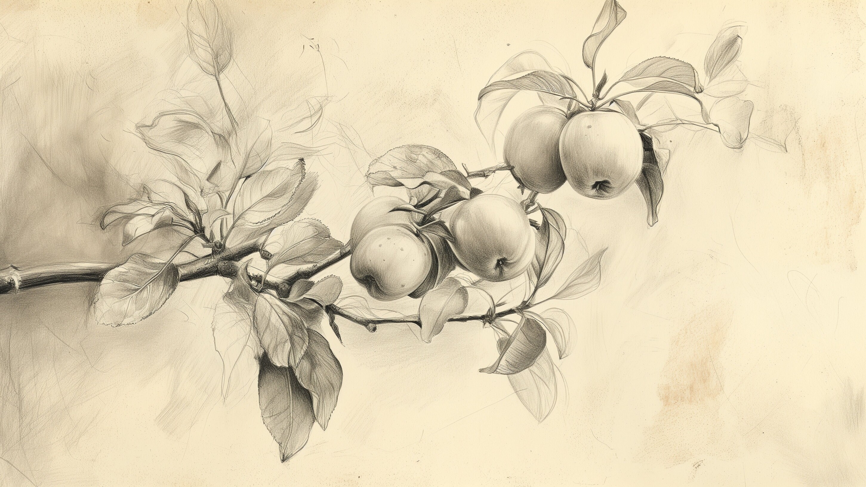 Apple Tree Sketch Frame TV Pencil Drawing Farmhouse Living Room Art ...