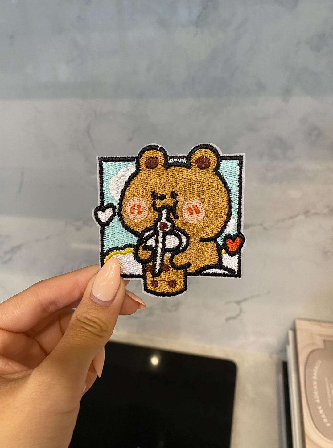 Brown Bear With Bubble Tea Embroidery Patch - Iron On, Sew On, Kawaii, Boba Patch - Etsy