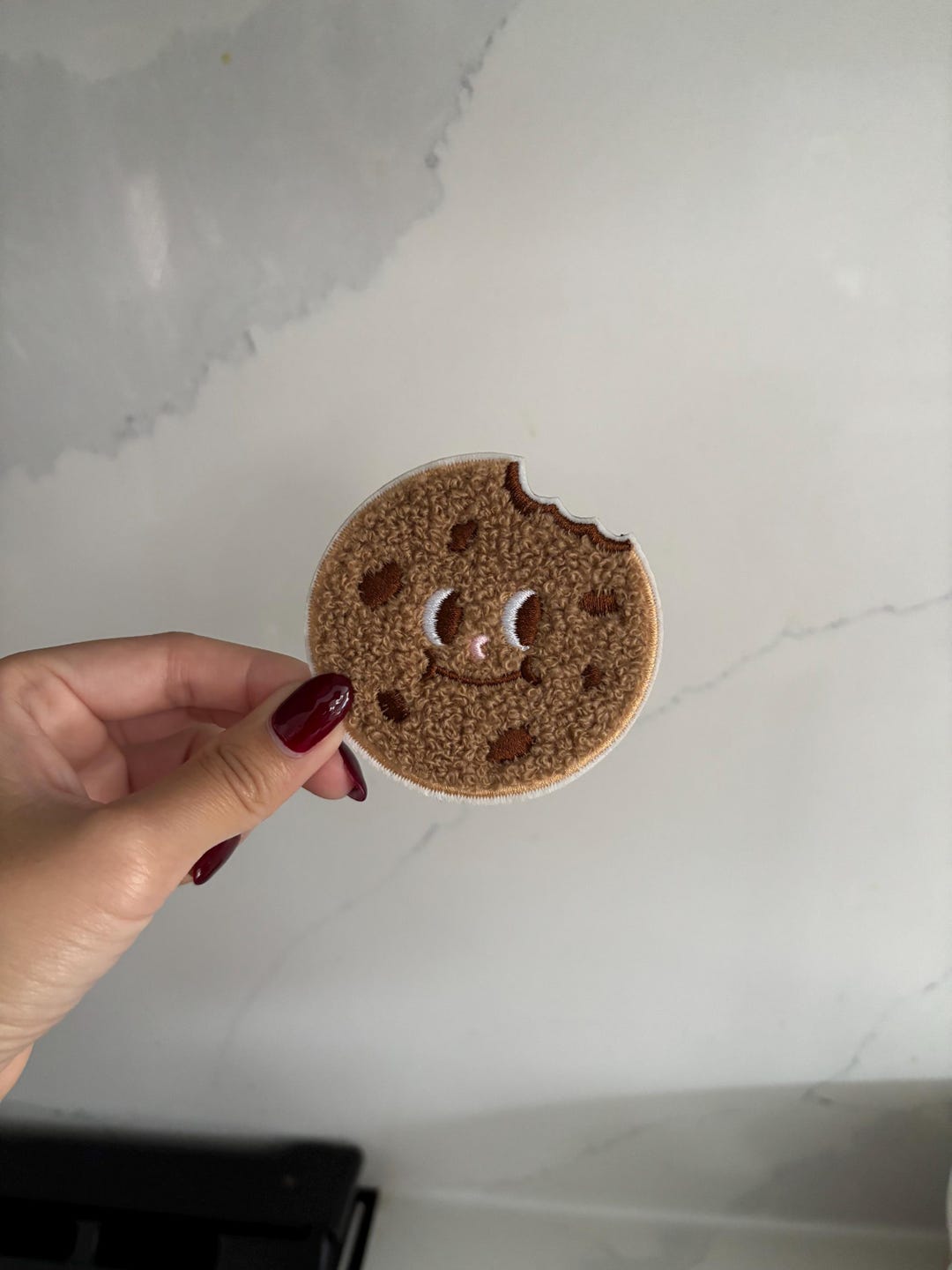 Fuzzy Chocolate Chip Cookie Embroidery Patch - Iron On, Sew On, Kawaii ...
