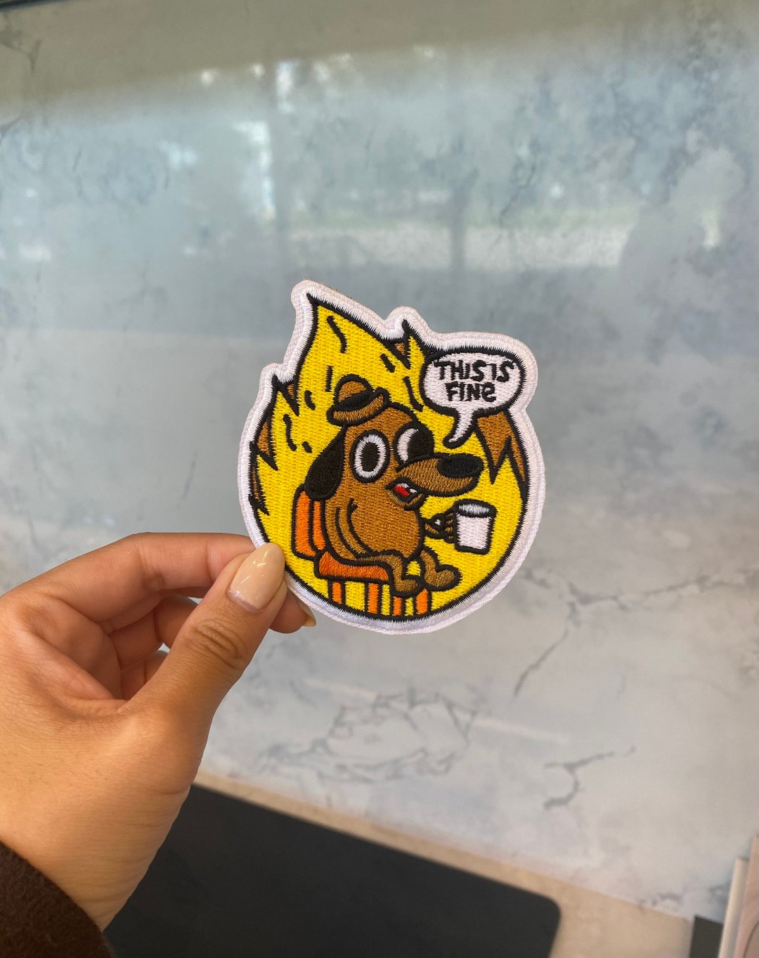 This is Fine Hell Fire Meme Embroidery Patch - Iron On, Sew On, Kawaii ...