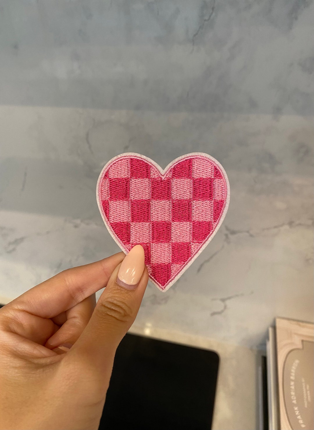 Checkered Pink Heart Embroidery Patch - Iron On, Sew On - Etsy