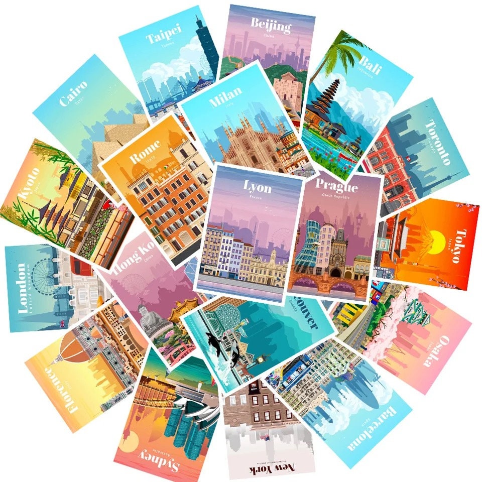 Famous Big Cities in the World Vinyl Stickers Pack of 25 - Etsy