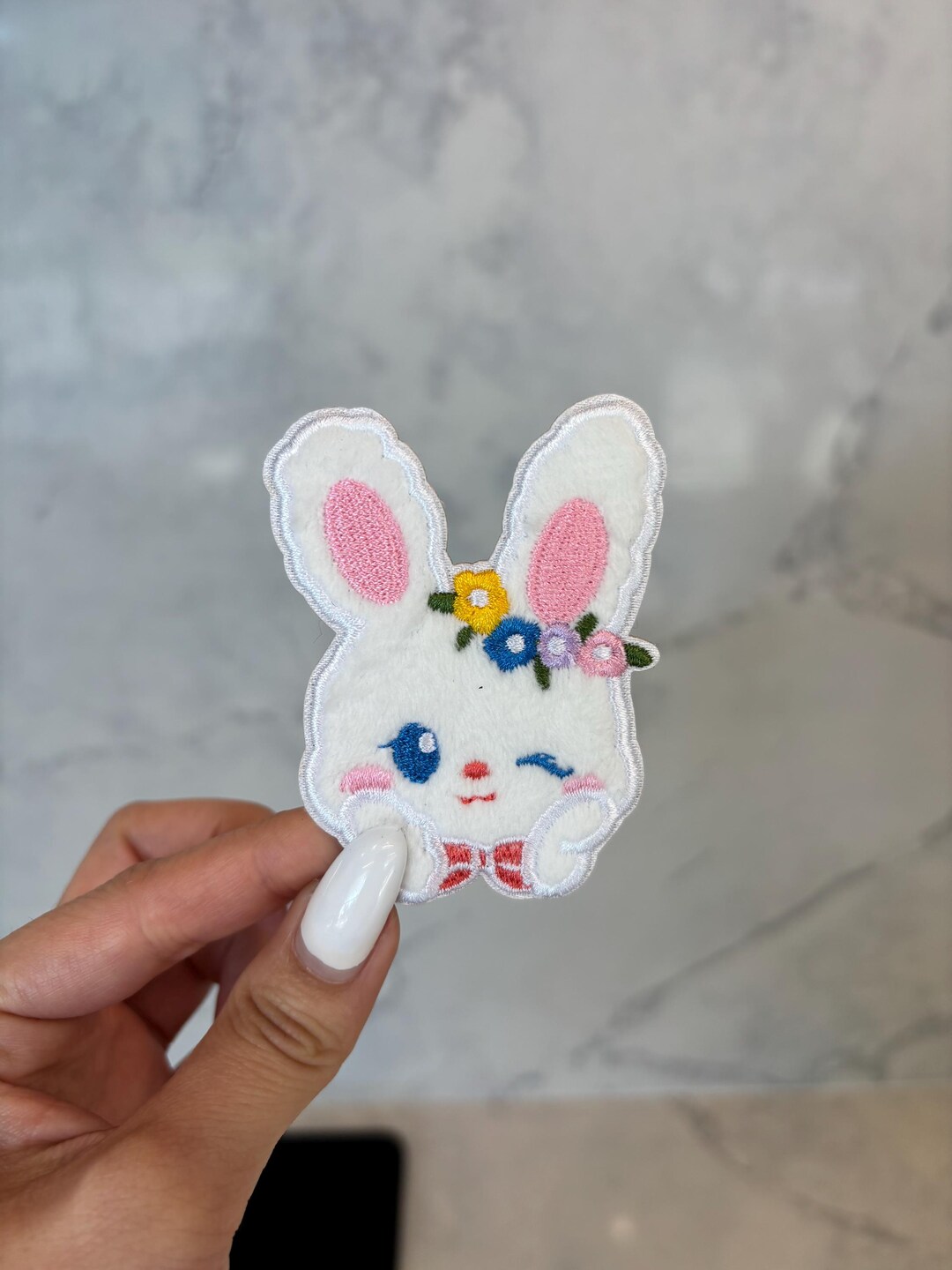 Cute Fuzzy Kawaii Bunny Embroidery Patch - Iron On, Sew On, Animal ...