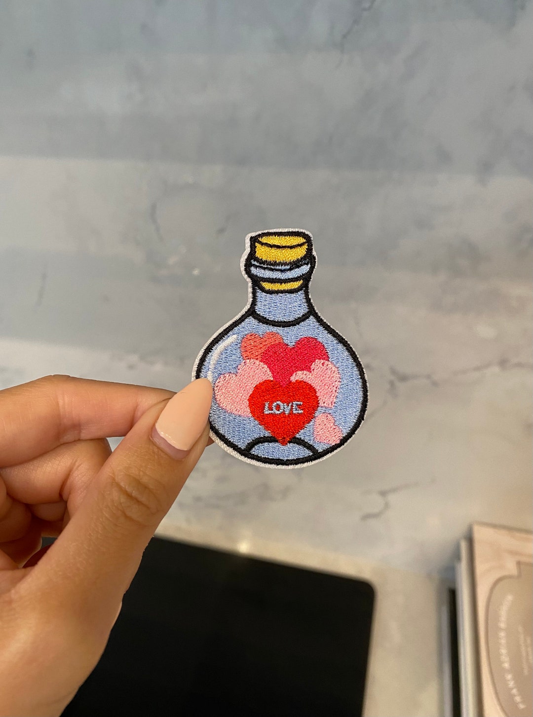 Lightbulb With Pink Heart Embroidery Patch Iron On, Sew On - Etsy